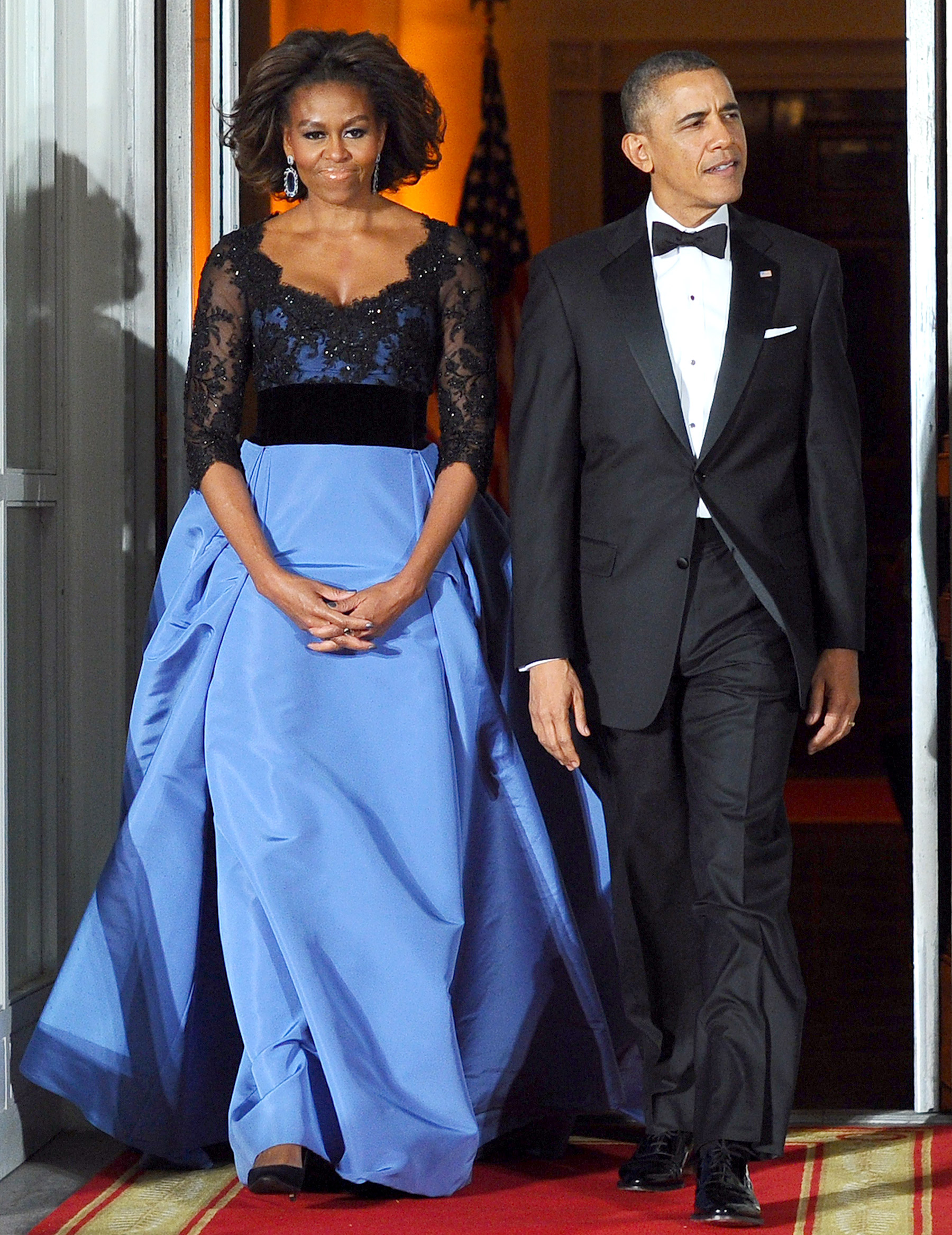 Michelle Obama Blue Dress State Dinner