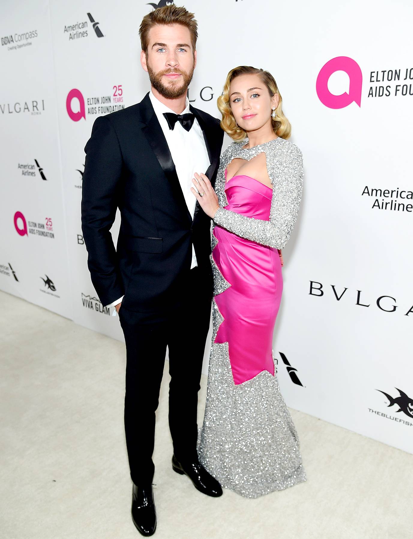Miley Cyrus Silver Dress With Liam
