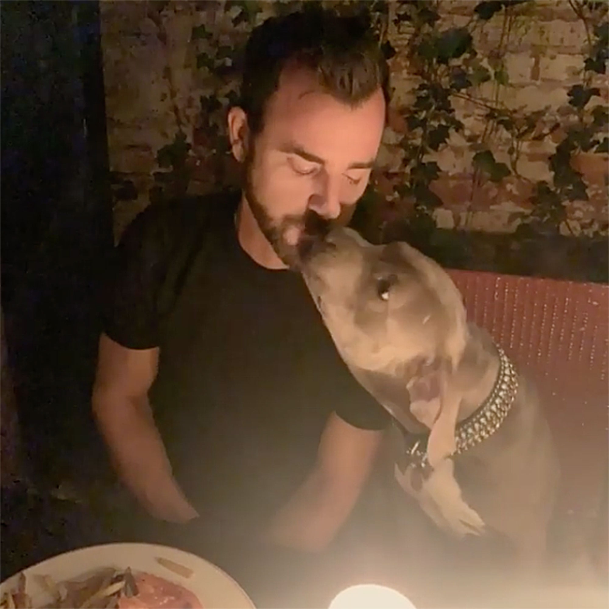 Justin Theroux Recreates 'Lady and the Tramp' Moment With His Dog