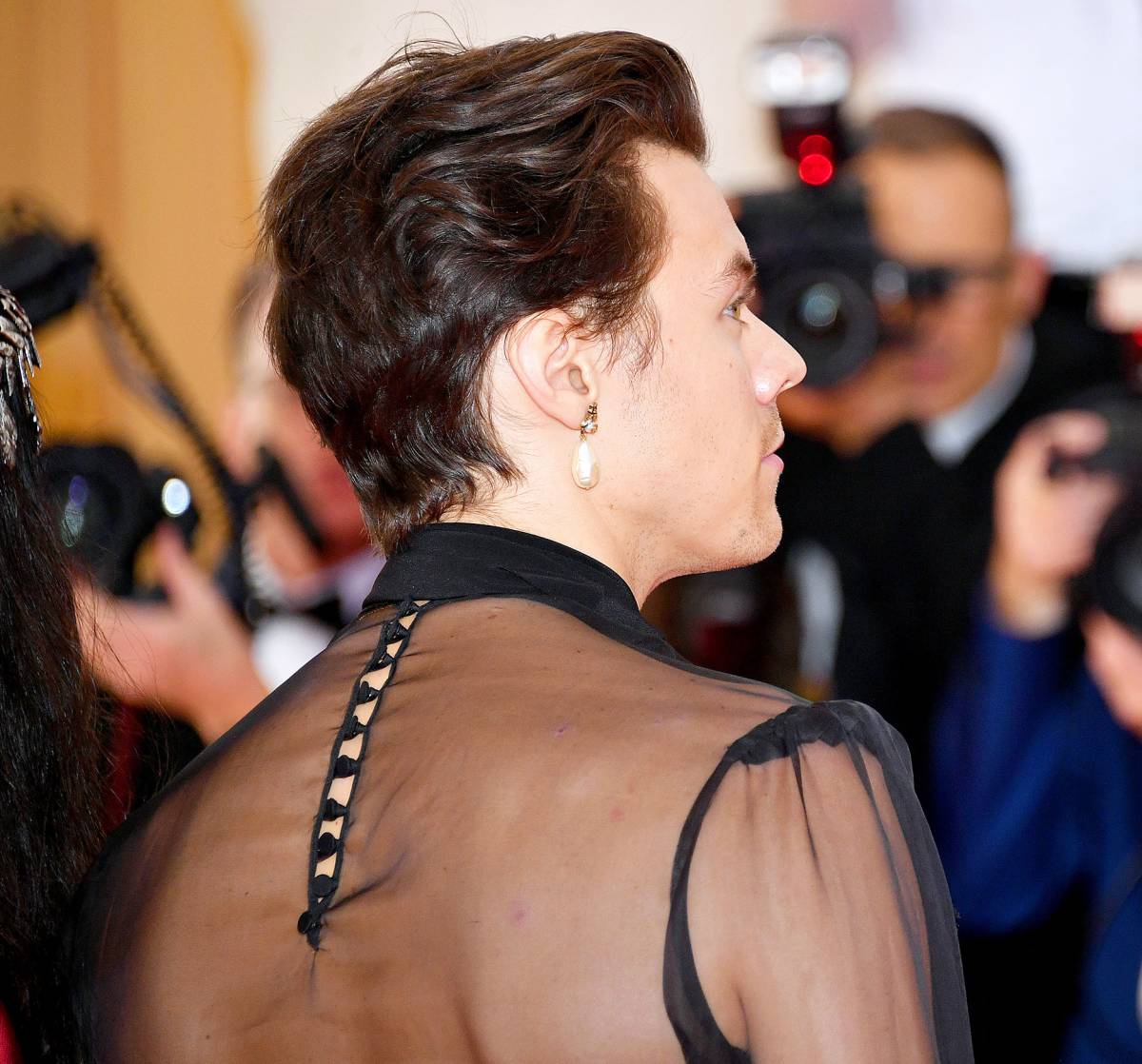 Met Gala 2019: Harry Styles Wears Sheer Gucci Blouse | Us Weekly