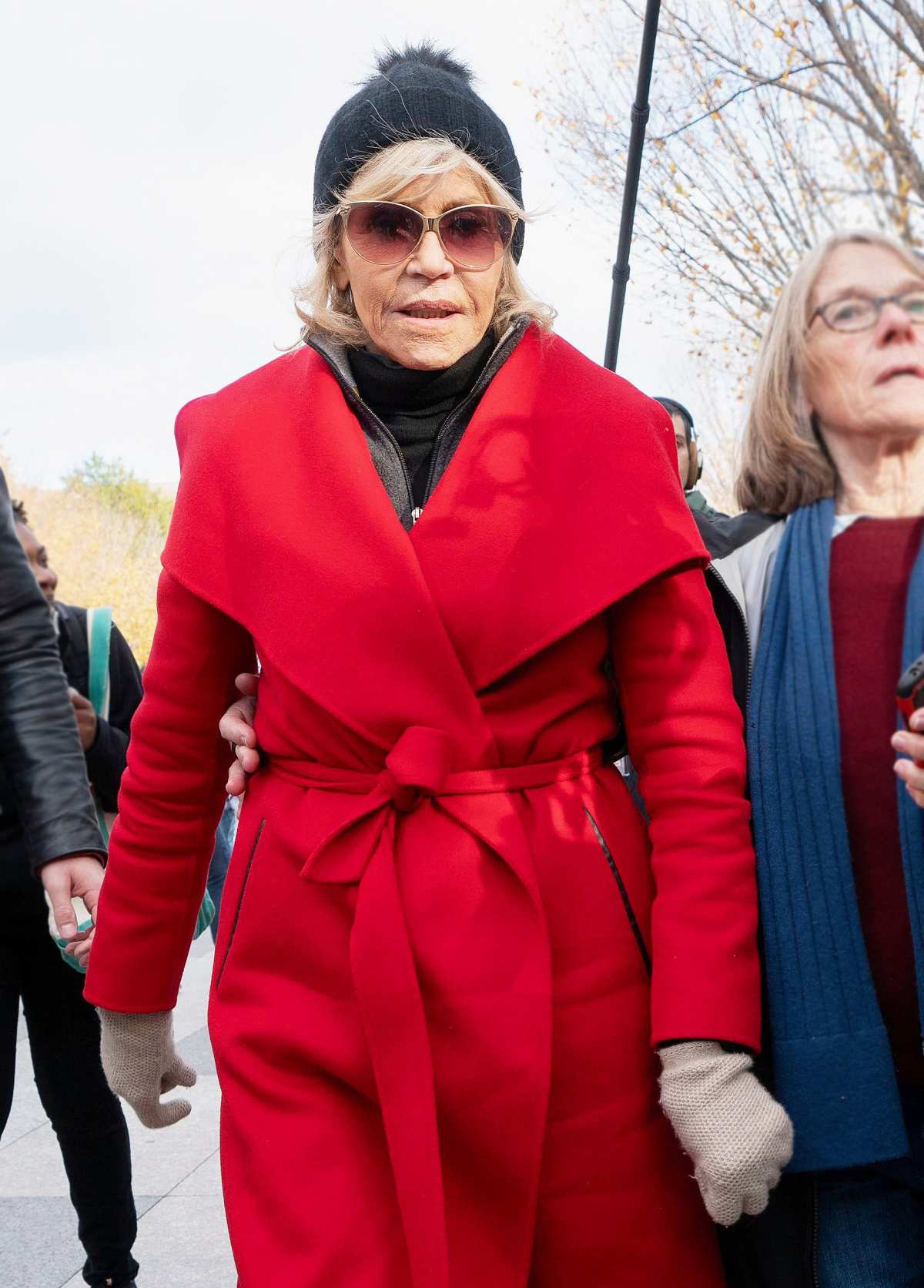 Jane Fonda Wears Red Protest Coat for Climate Change: Details | Us Weekly