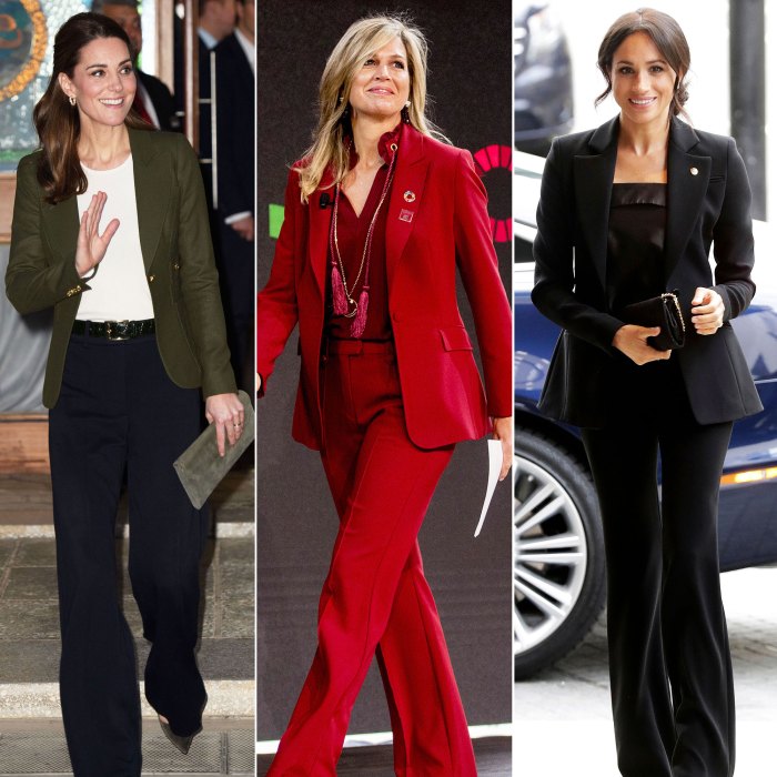 Stylish Royal Women Wearing Chic Pantsuits