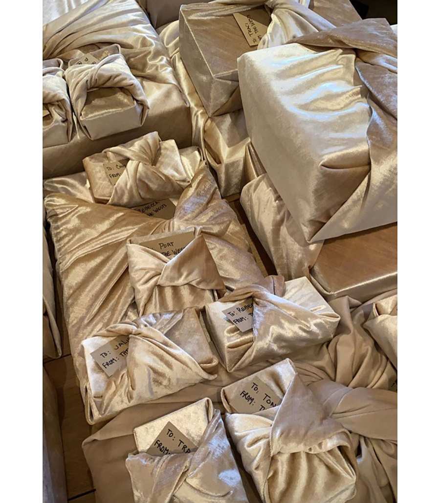 Kim Kardashian's Gown Matches Family's Holiday Wrapping Paper | Us Weekly