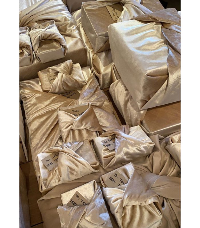 Kim Kardashian's Gown Matches Family's Holiday Wrapping Paper