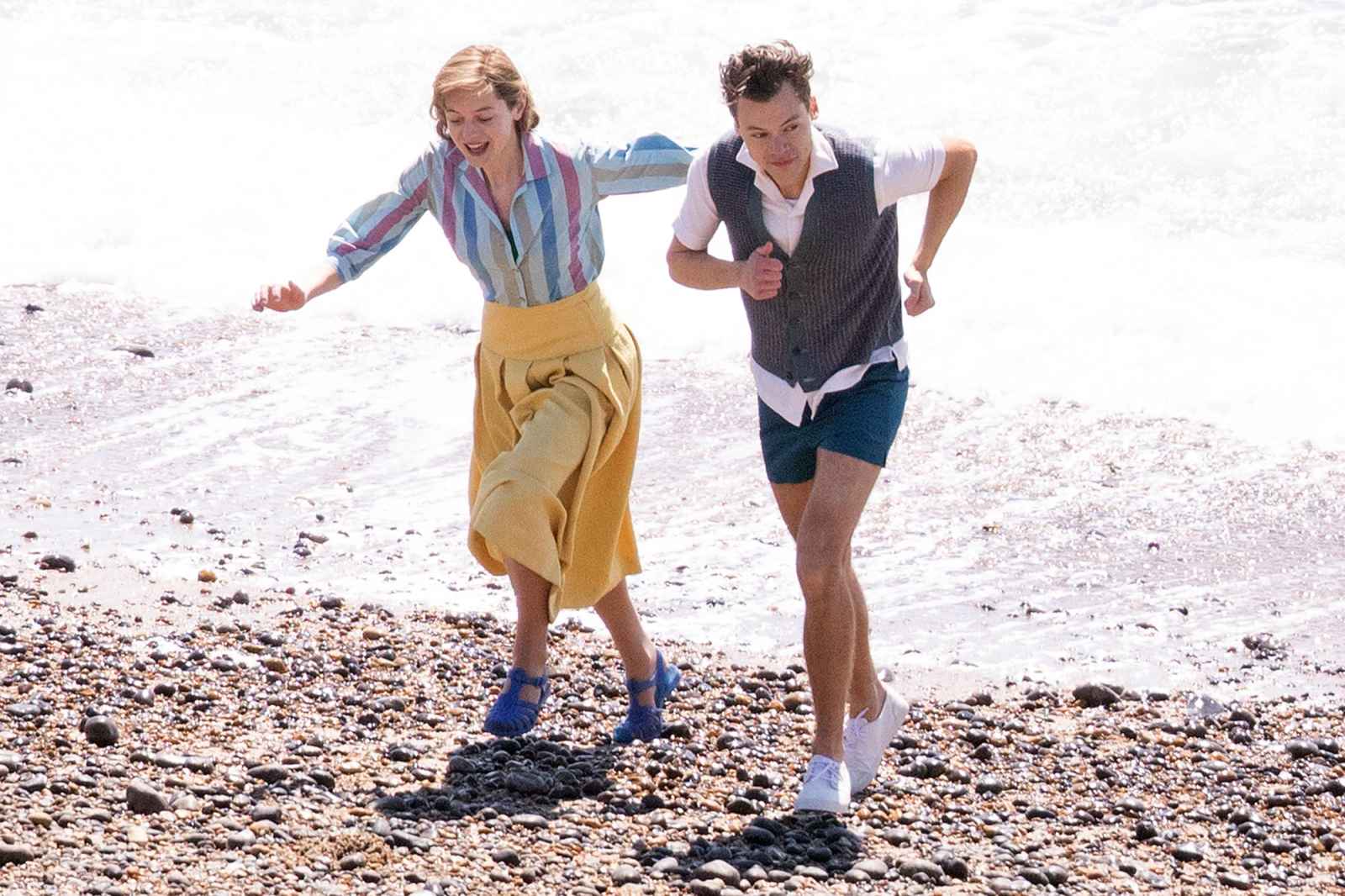 Harry Styles, Emma Corrin on 'My Policeman' Set: Beach Pics | Us Weekly