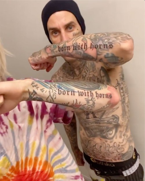 Travis Barker, Machine Gun Kelly Get ‘Born With Horns’ Tattoos | Us Weekly