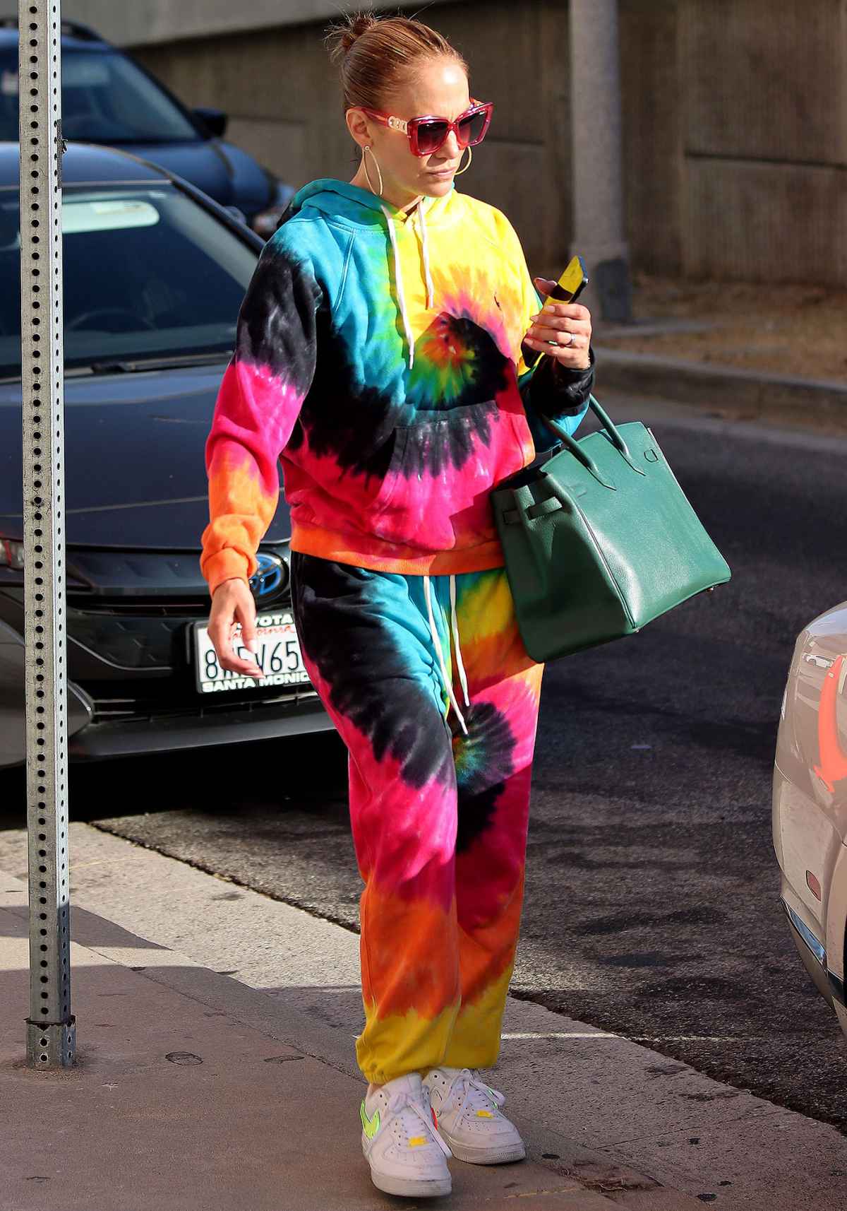 Jennifer Lopez Rocks a Tie-Dye Sweatsuit and a Birkin Bag: Photo | Us ...