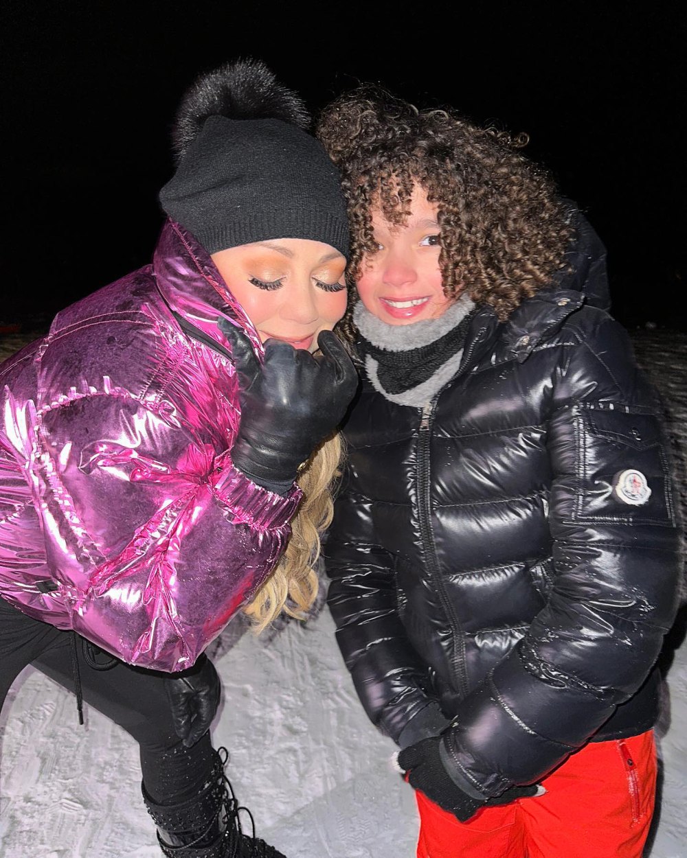 Mariah Carey and Daughter Monroe Twin in Pink Puffers to Ski | Us Weekly