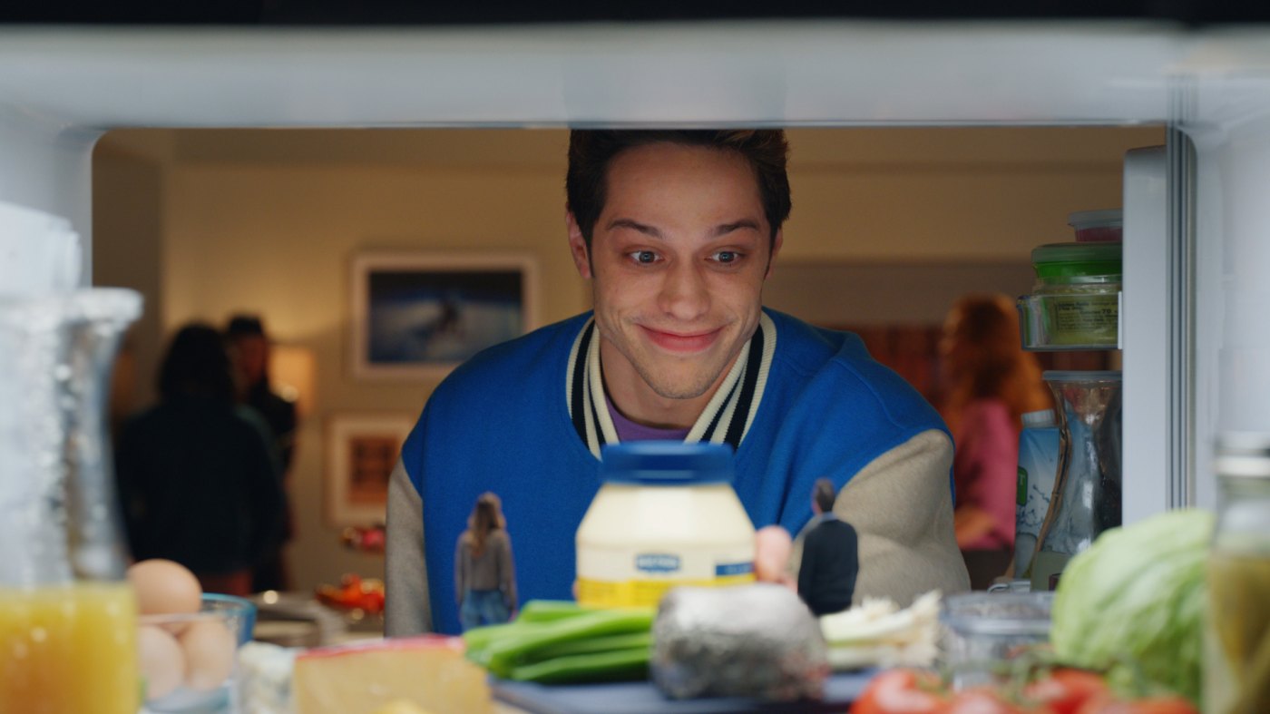 Pete Davidson Eats Jon Hamm, Brie Larson In Super Bowl Ad | Us Weekly