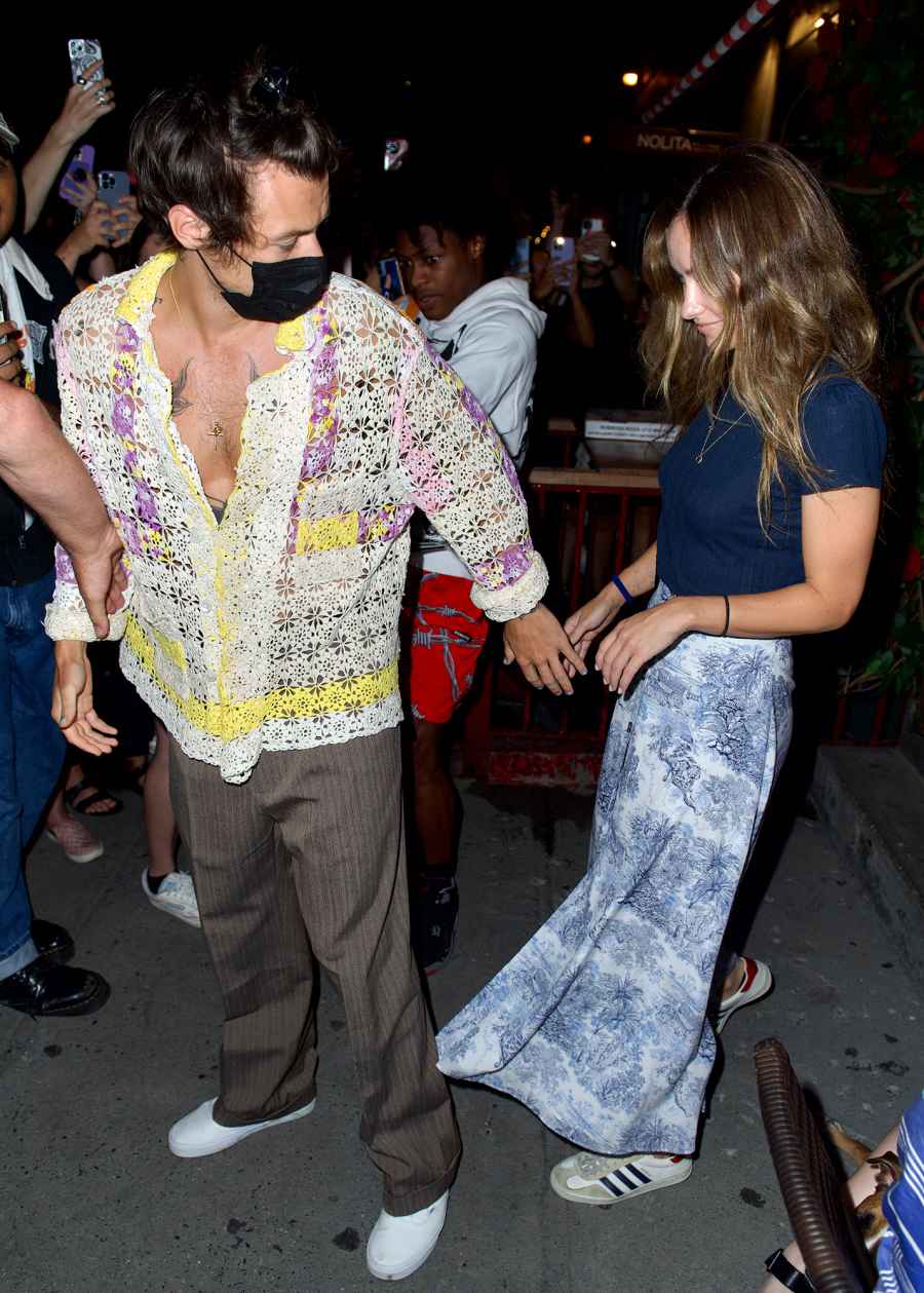 Harry Styles Debuts Olivia Thigh Tattoo During Boat Outing Us Weekly