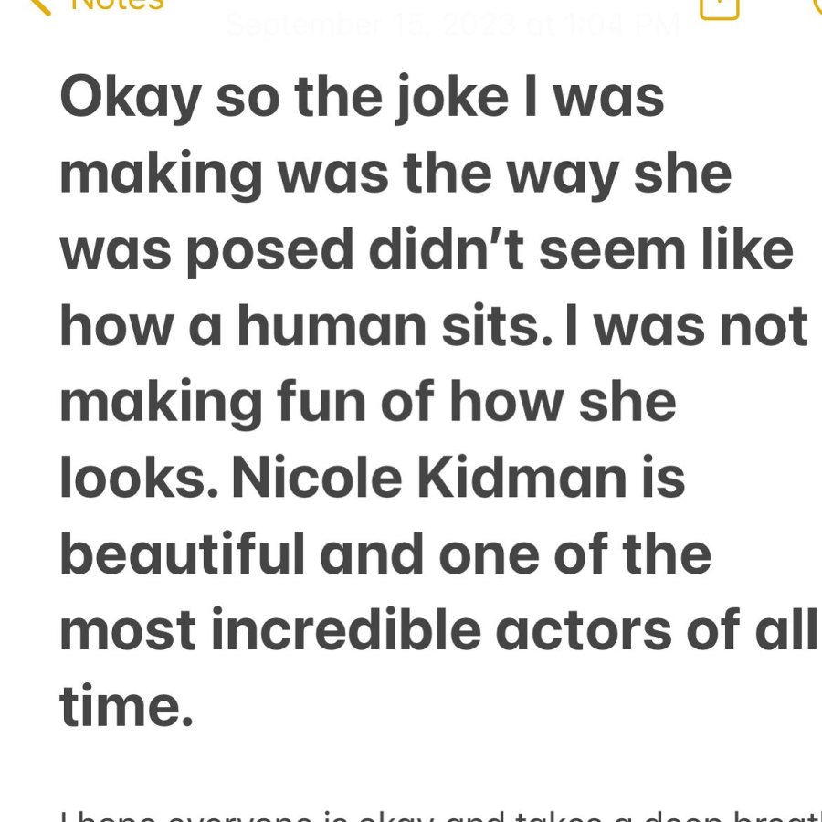 Amy Schumer Apologies for Making Fun of Nicole Kidman | Us Weekly