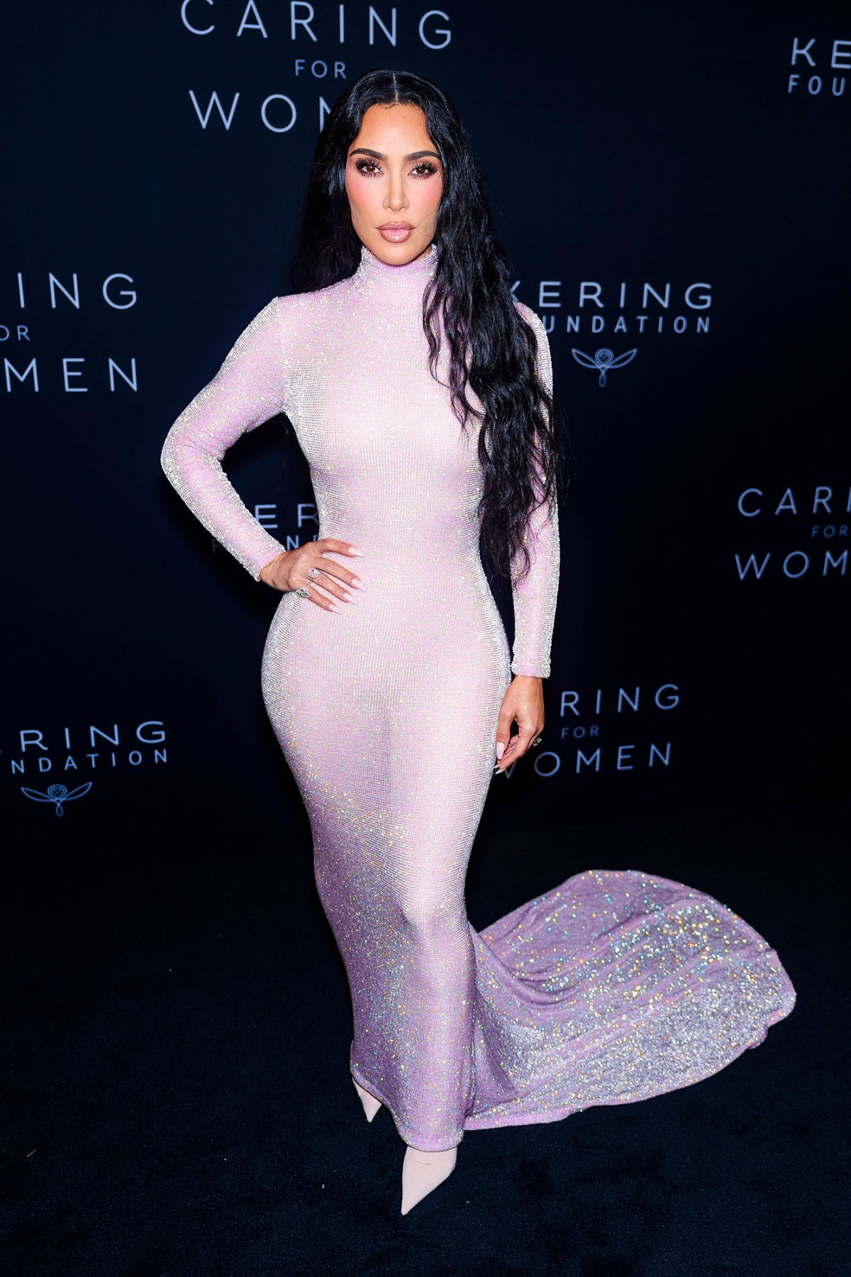 Kim Kardashian Nails Mermaidcore in Pink Dress at Charity Dinner | Us ...