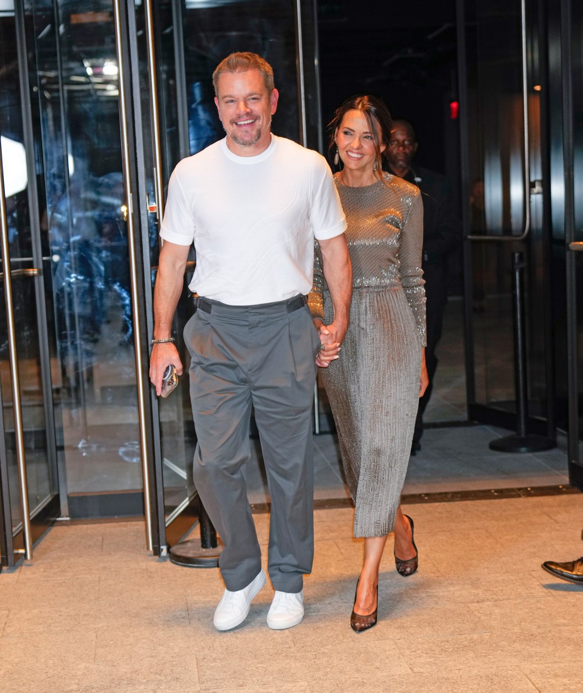 Matt Damon and Wife Luciana Barroso Coordinate at Fashion Show | Us Weekly