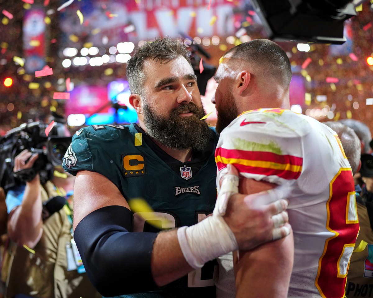 Jason Kelce Says Kylie and Kids Can 'Sometimes' Root for Travis' Team ...