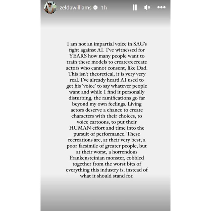 Zelda Williams on AI Recreations of Late Robin Williams: ‘Disturbing ...
