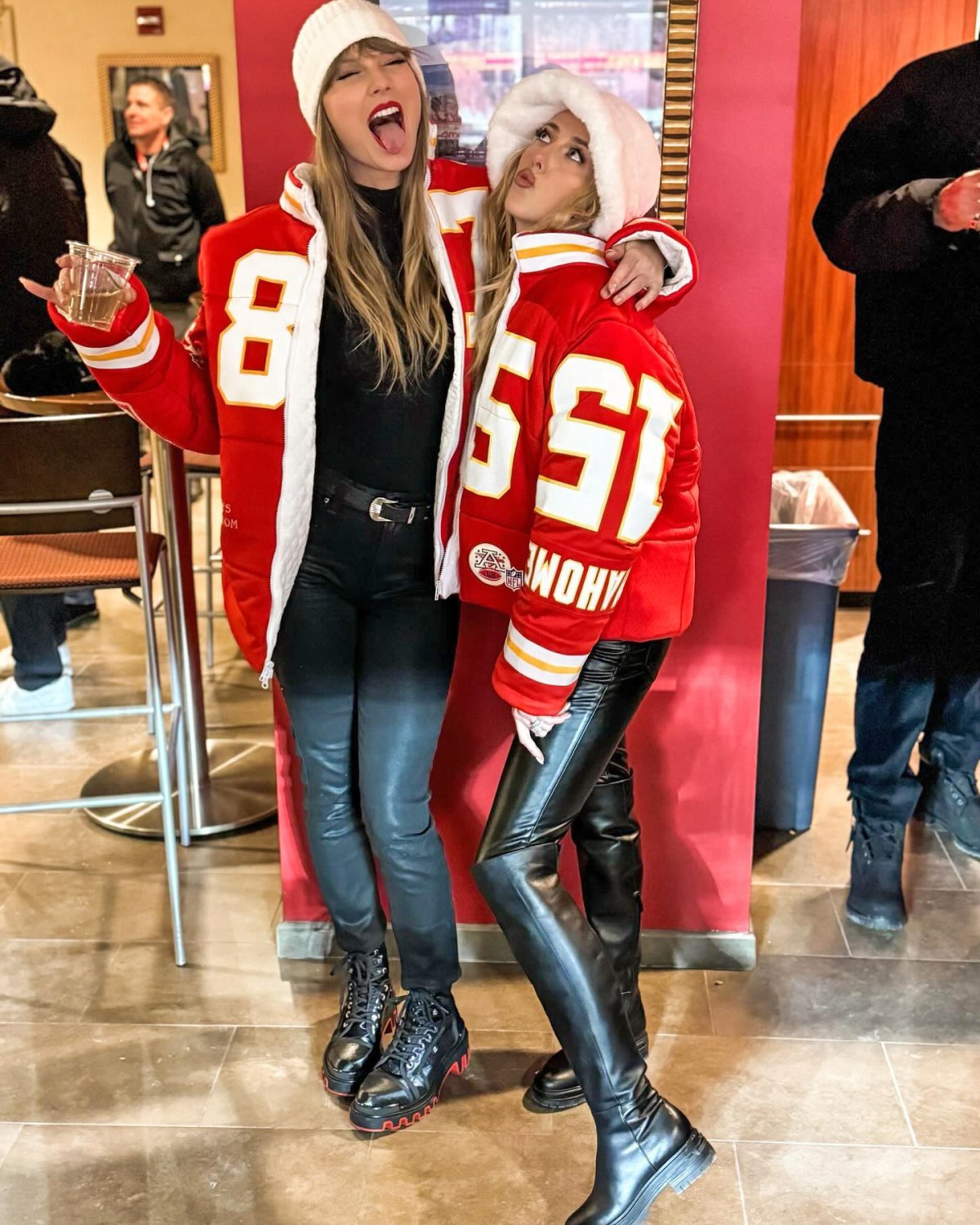 Brittany Mahomes Dons Red Latex Jumpsuit at the 2024 Super Bowl | Us Weekly
