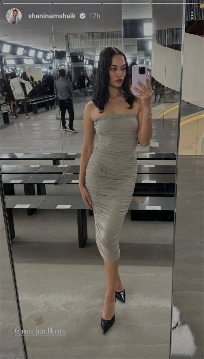Shanina Shaik Stuns in a Strapless Dress for NYFW | Us Weekly