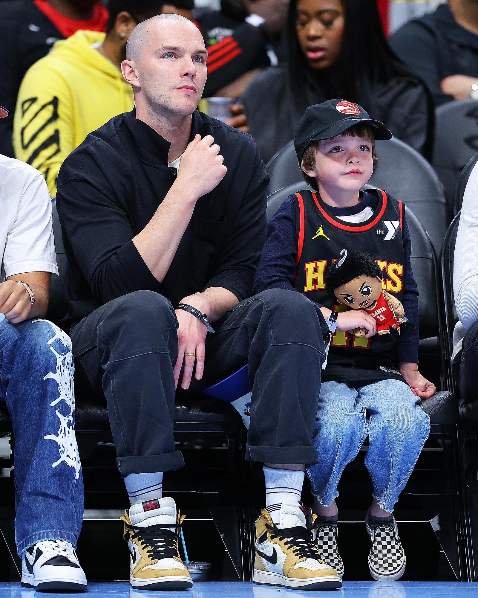 Nicholas Hoult Brings Son Joaquin to NBA Game in Rare Family Outing ...