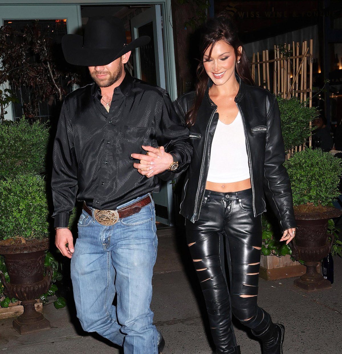 Bella Hadid Stuns in Black Leather With Boyfriend Adan Banuelos in NYC ...
