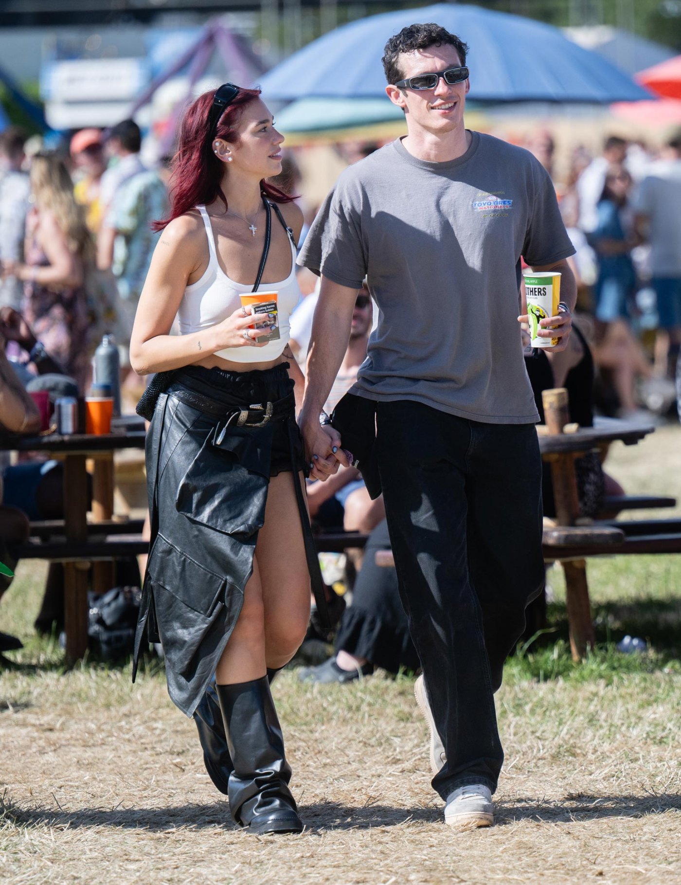 Dua Lipa and Callum Turner Hold Hands During Glastonbury Festival | Us ...
