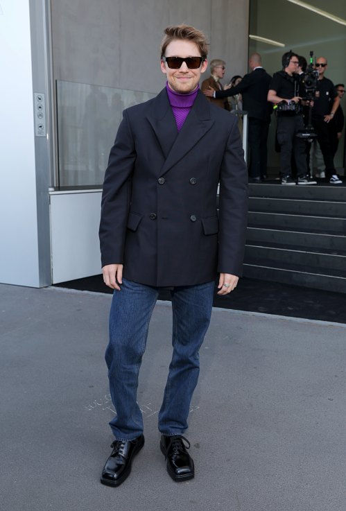 Joe Alwyn Is Cool in Purple at Prada Menswear Fashion Show | Us Weekly