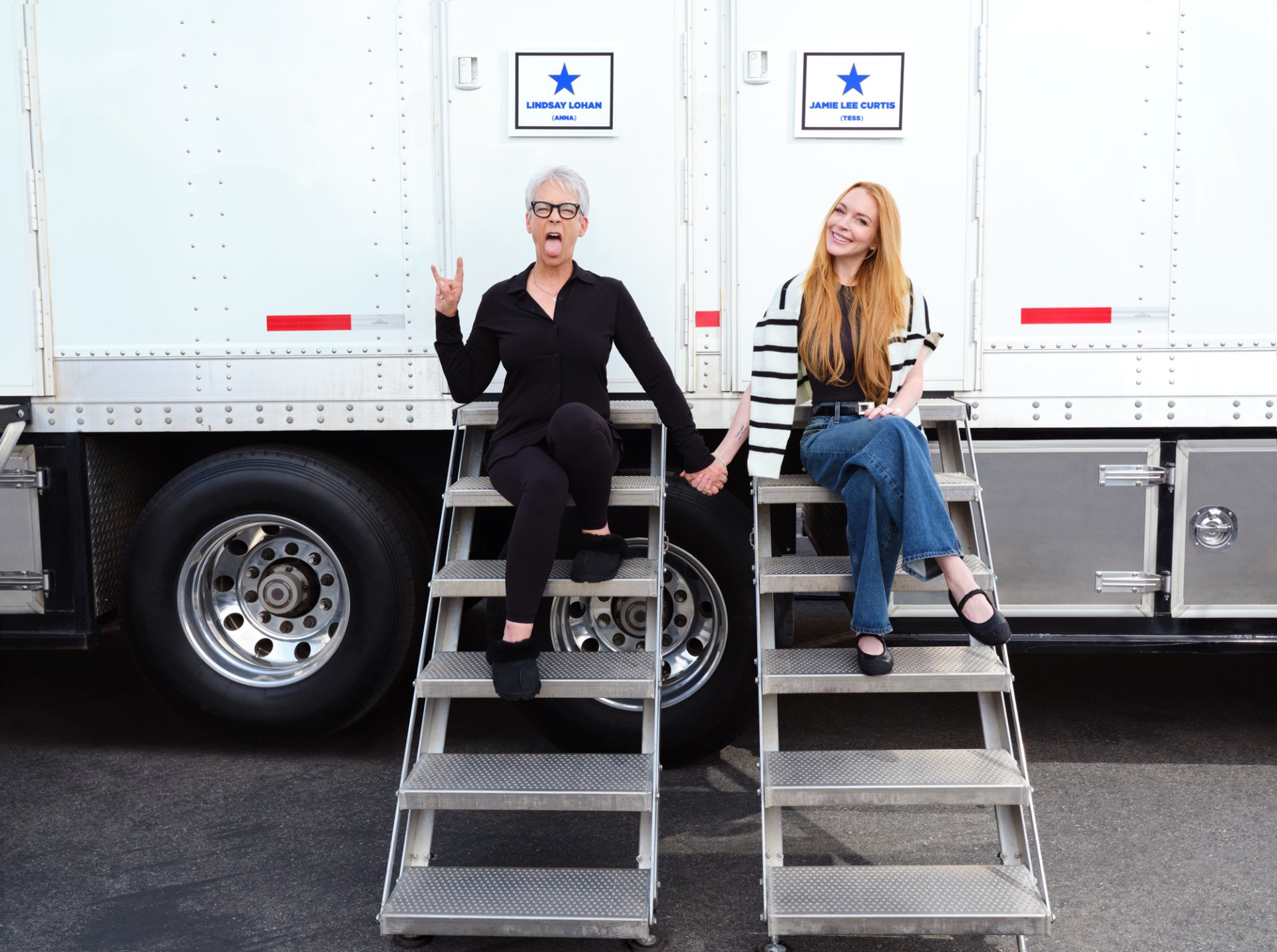 See Lindsay Lohan and Jamie Lee Curtis on Freaky Friday 2 Set | Us Weekly