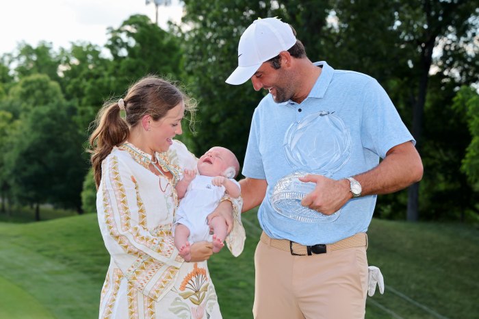 Scottie Scheffler Celebrates Tournament Win With Wife and Newborn Son