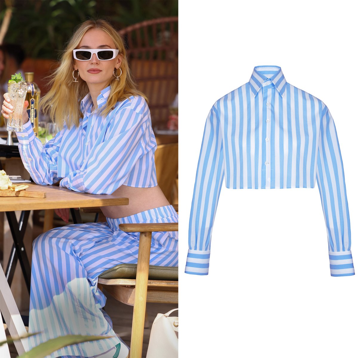 Sophie Turner Rocked Woera Cropped Set for Meal in South of France | Us ...