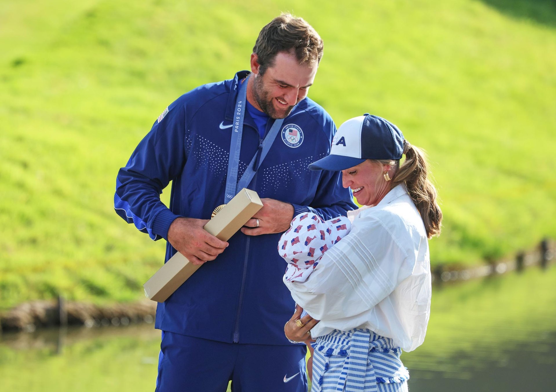 Scottie Scheffler Tearfully Celebrates Olympic Win With Wife and Son