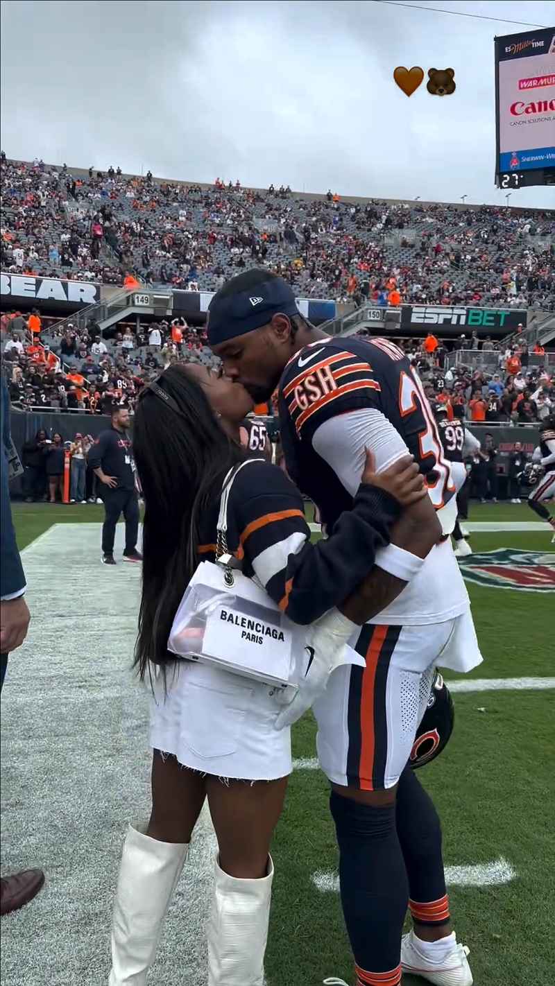 Simone Biles Kisses Jonathan Owens on Sideline Before Bears Game | Us ...