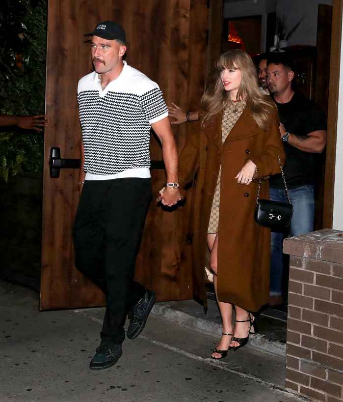 Taylor Swift and Travis Kelce Leave NYC Restaurant Holding Hands | Us ...