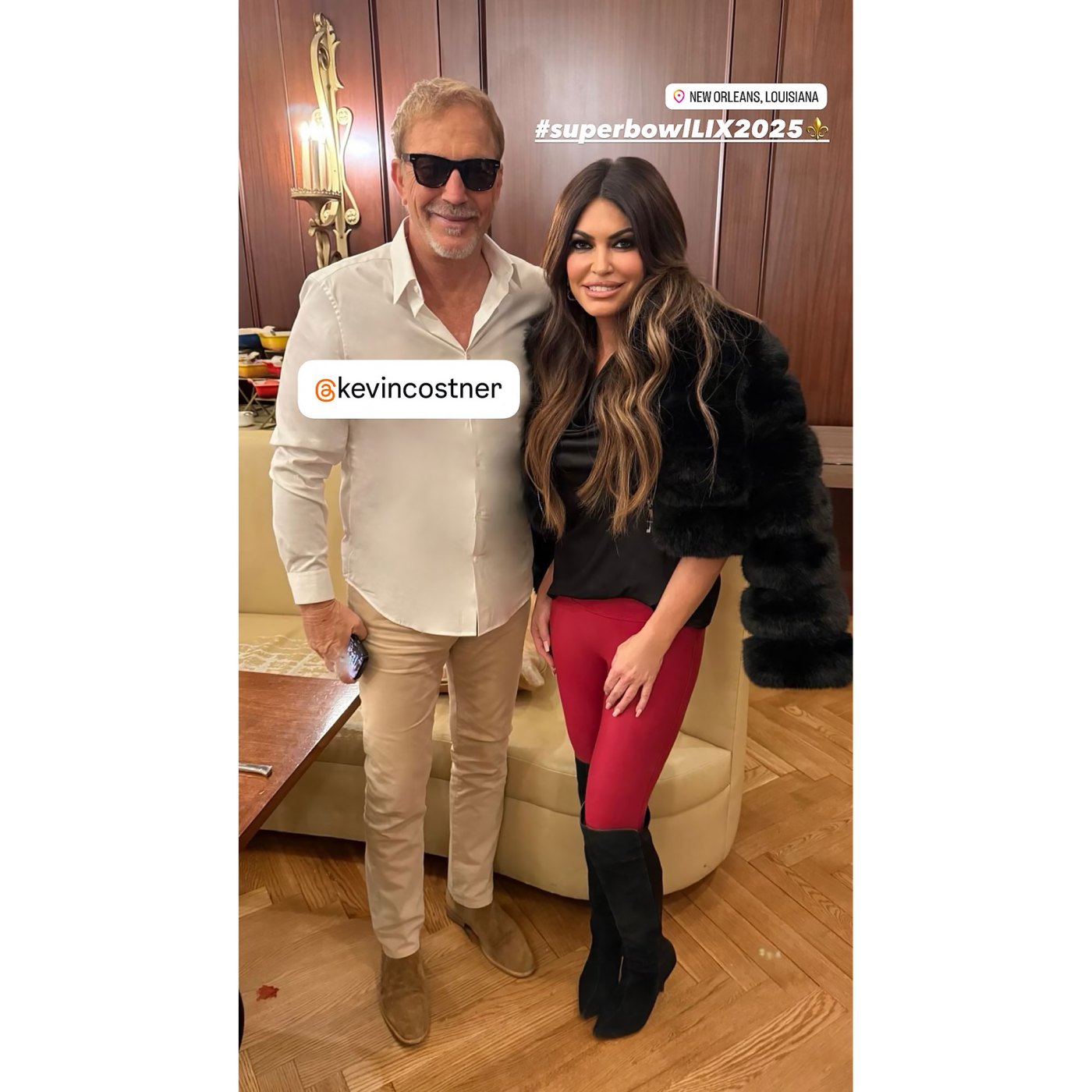 Donald Trump Jr. Ex Kimberly Guilfoyle, Kevin Costner Pose at Super ...