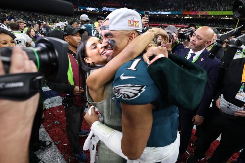 Jalen Hurts Kisses Fiancee Bry Burrows Following 2025 Super Bowl Win ...