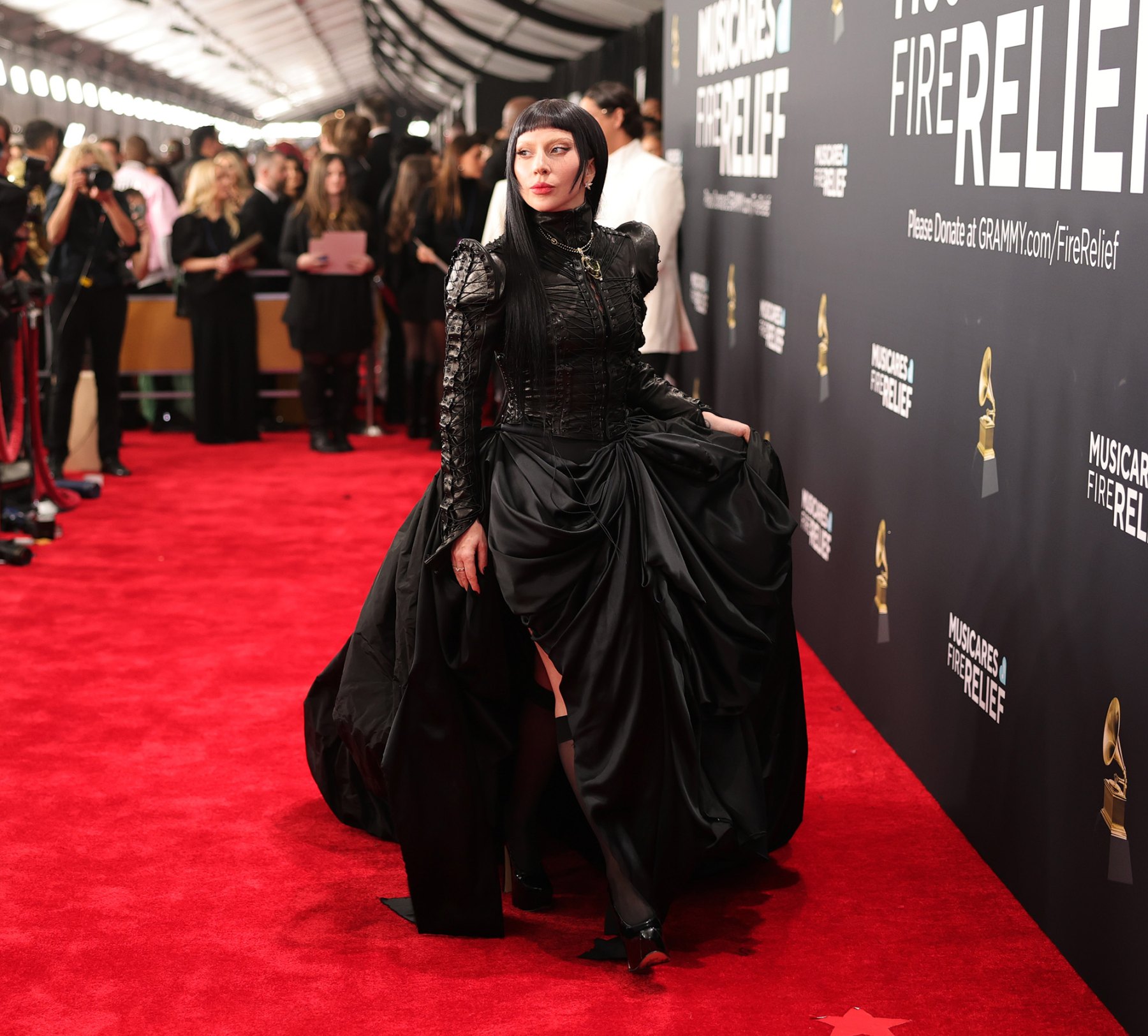 Lady Gaga Is Scary Chic in Goth-Glam Samuel Lewis at 2025 Grammys | Us ...