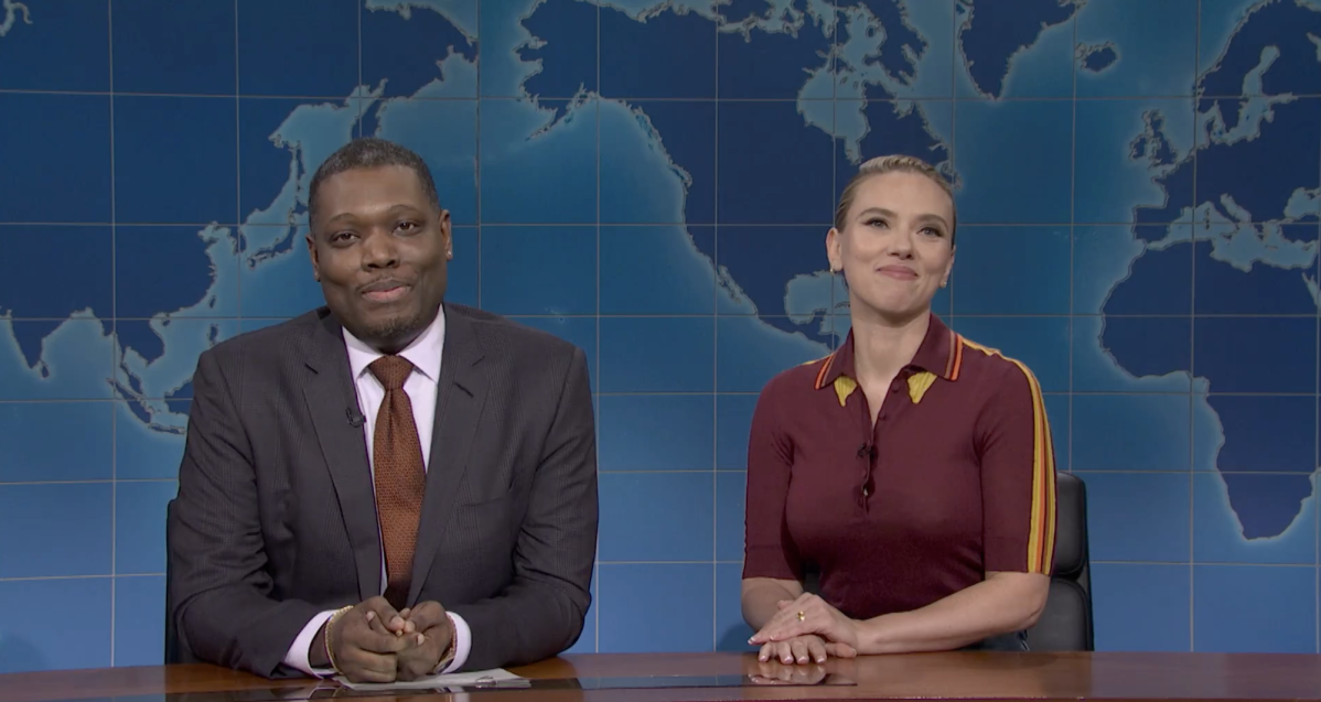 Colin Jost and Scarlett Johansson Team Up for SNL Finale Revenge | Us ...