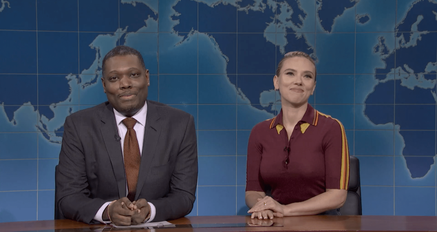 Colin Jost and Scarlett Johansson Team Up for SNL Finale Revenge | Us ...