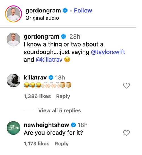 Gordon Ramsay Gives Sourdough Shout-Out to Taylor Swift, Travis Kelce ...