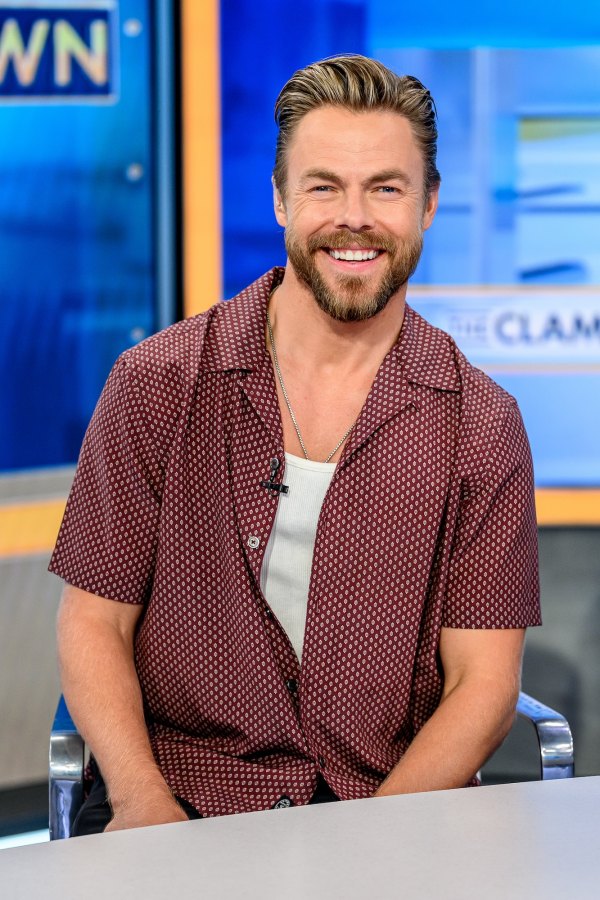 Derek Hough Surprised by Dance Teacher on Extra Debut | Us Weekly