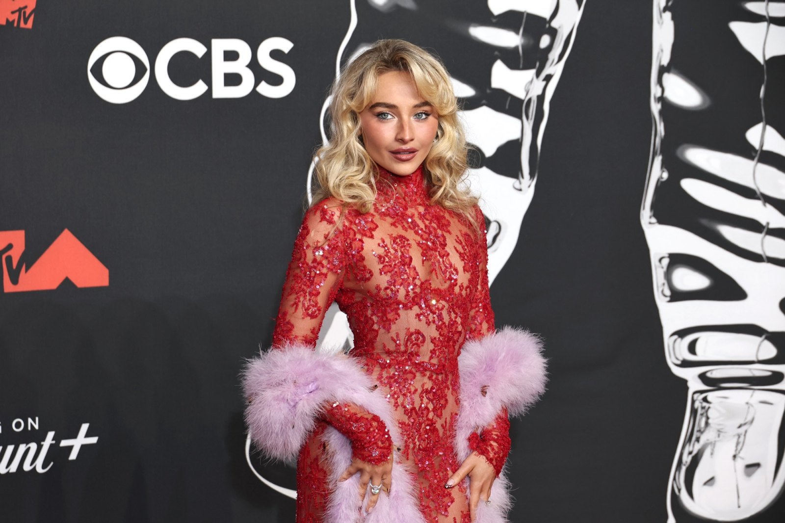 Sabrina Carpenter Stuns in Red on 2025 MTV VMAs Red Carpet | Us Weekly