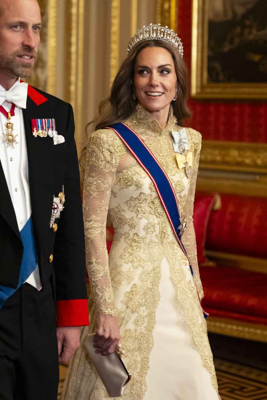Kate Middleton Reigns Supreme in Gold Gown and Tiara at State Banquet ...