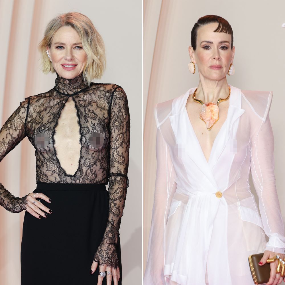 Naomi Watts and Sarah Paulson Dare to Bare in Sheer Braless Looks | Us ...