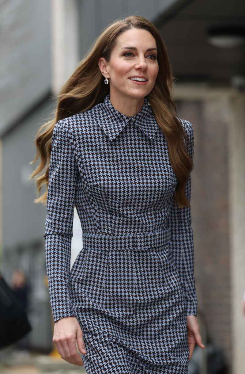 Kate Middleton Wows in Blue Houndstooth Dress for Charity Outing | Us ...