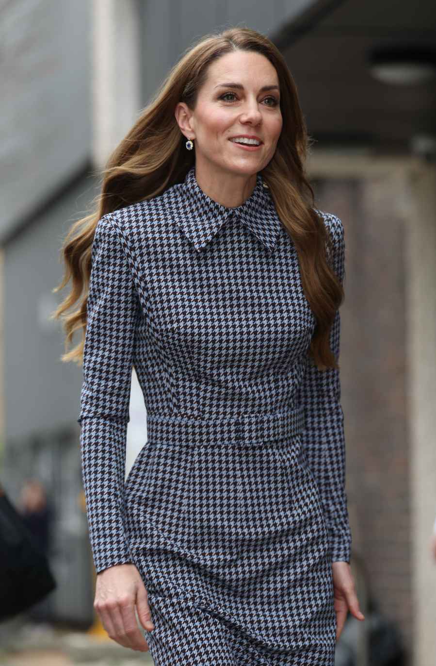 Kate Middleton Wows in Blue Houndstooth Dress for Charity Outing | Us ...