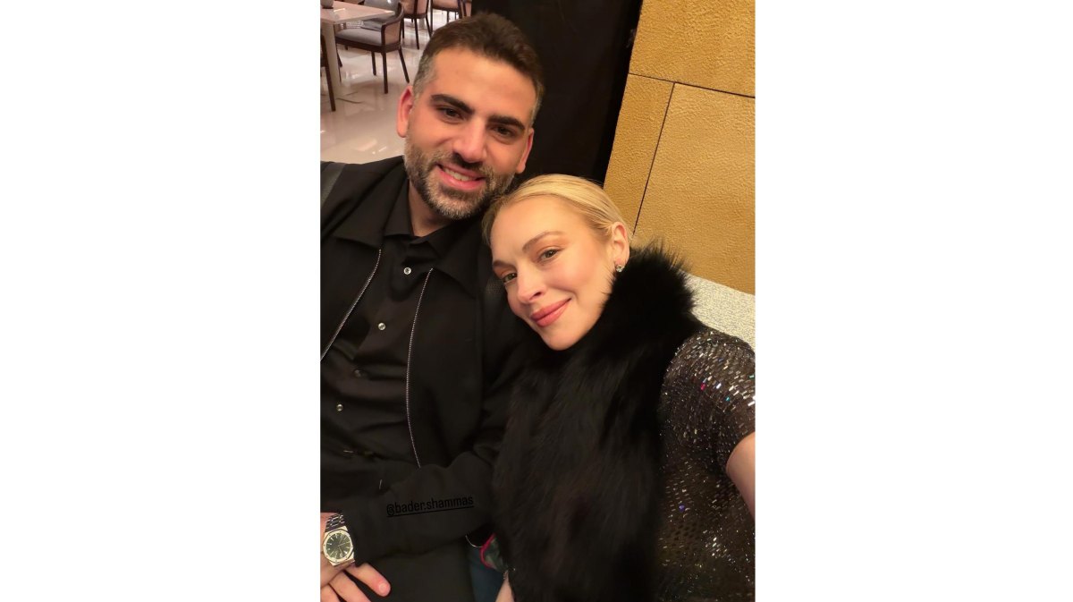 Lindsay Lohan Serves Holiday Chic in Rare Photo With Husband Bader ...