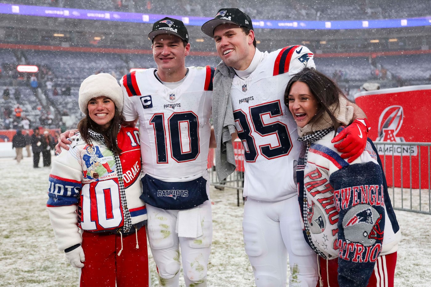 Patriots QB Drake Maye Called Out for Body Language With Wife Ann After ...