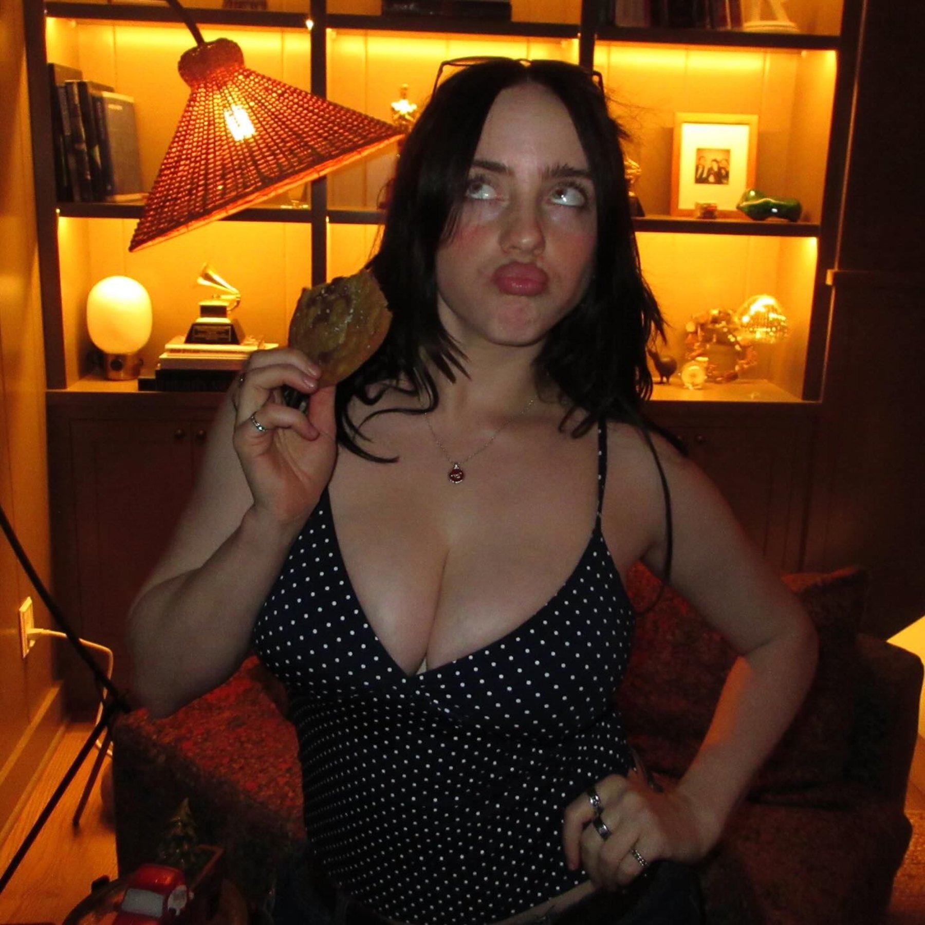 Billie Eilish Puts Her Curves On Display In A Plunging Polka Dot Top
