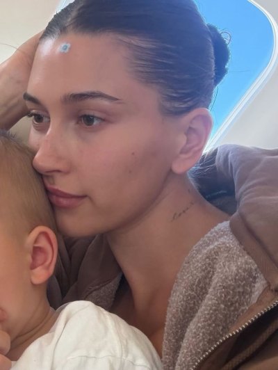 Hailey Bieber Cuddles With Son Jack Blues in Rare Photo