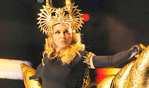 Madonna Dons Elaborate Gladiator Getup for Super Bowl XLVI Halftime ...