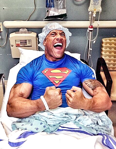 Dwayne "The Rock" Johnson Flexes Biceps in Hospital After Surgery - Us ...