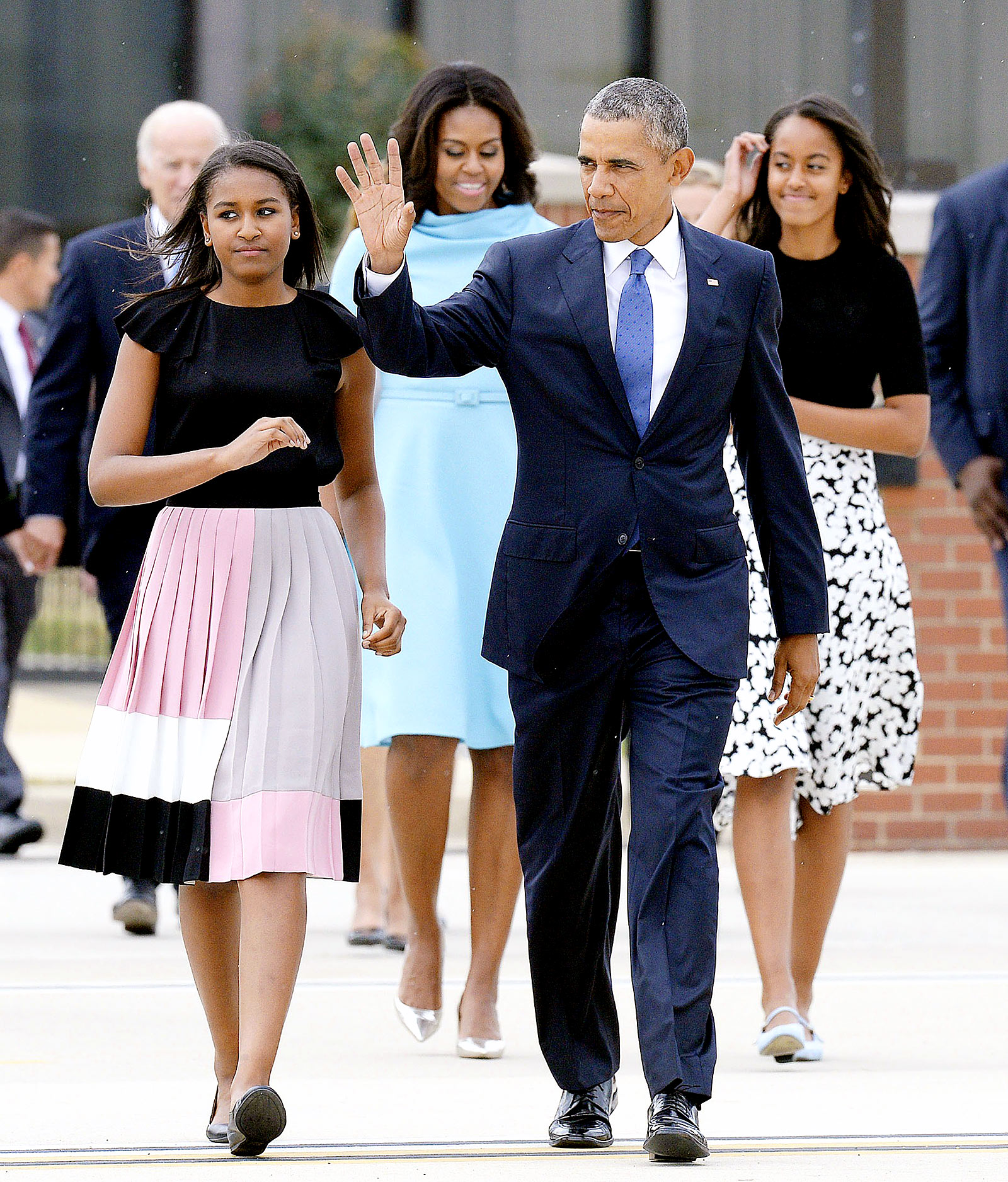 Michelle Obama, Sasha, Malia Wear Ladylike Dresses to Meet the Pope